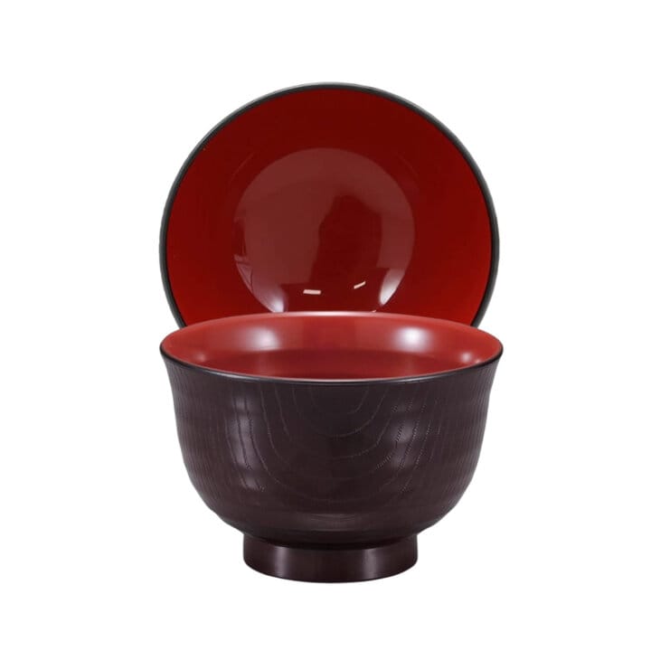Traditional Japanese Red & Black Miso Bowl | Katachiware